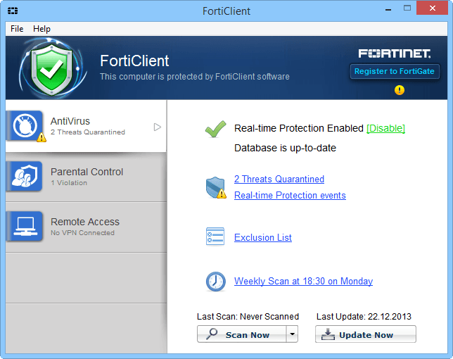 Forticlient —антивирусная программа для Windows. Скачать FortiClient ...